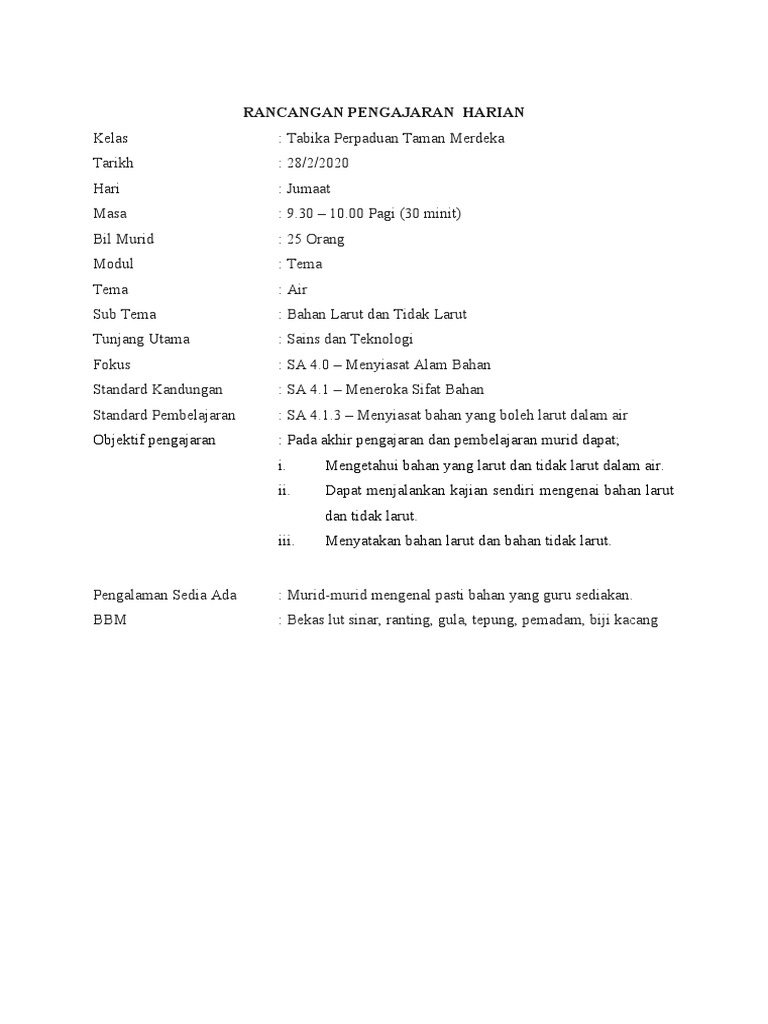 Contoh Rancangan Pengajaran Slot