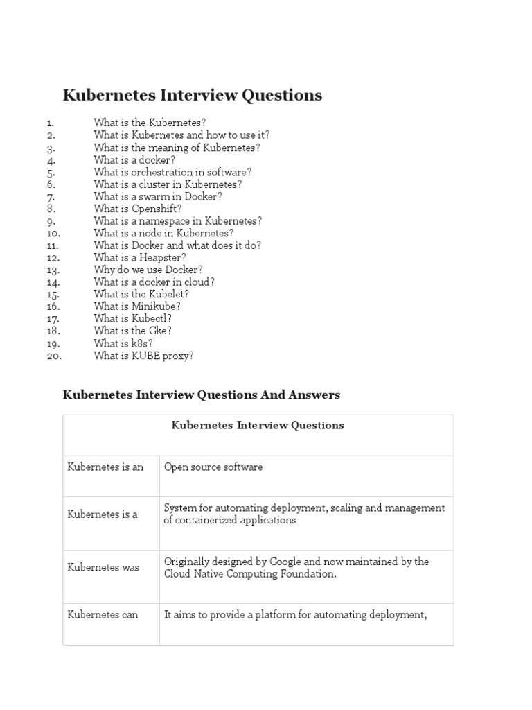 Kubernetes Interview Questions | PDF | Cloud Computing | Information ...