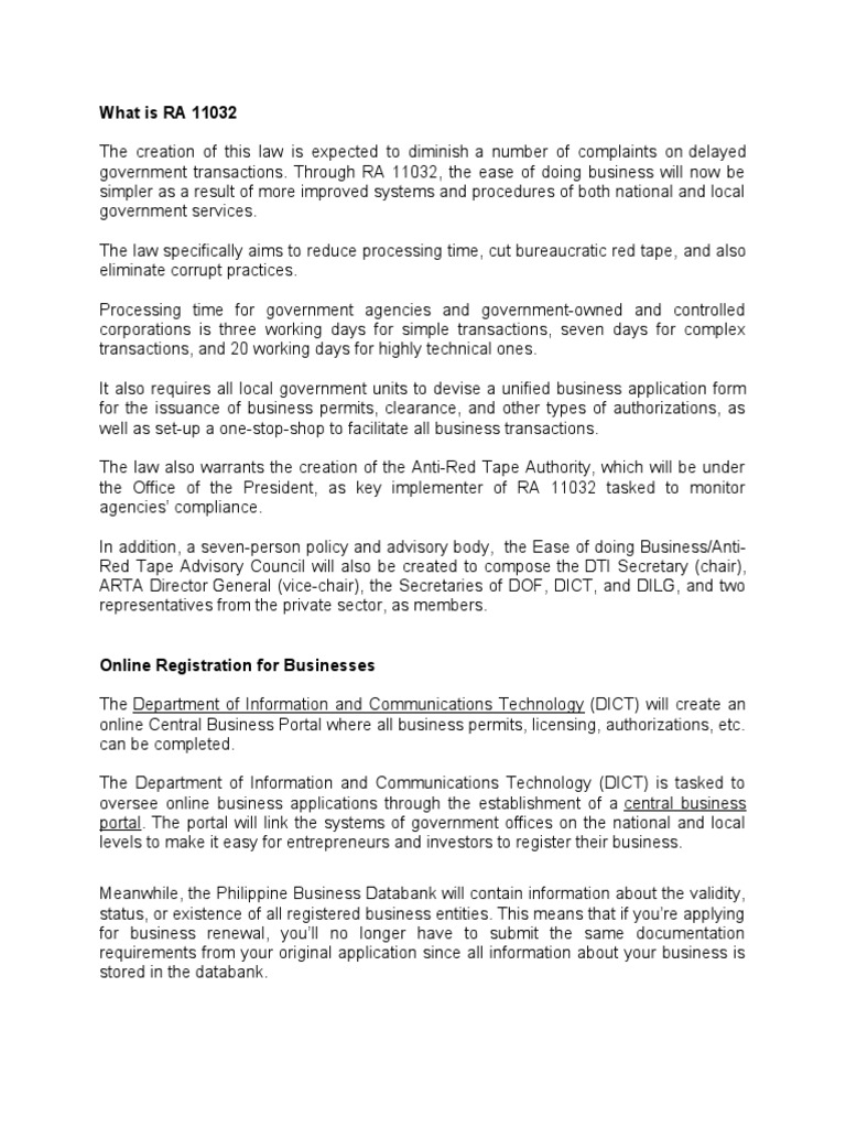 What Is RA 11032 | PDF | License | Business