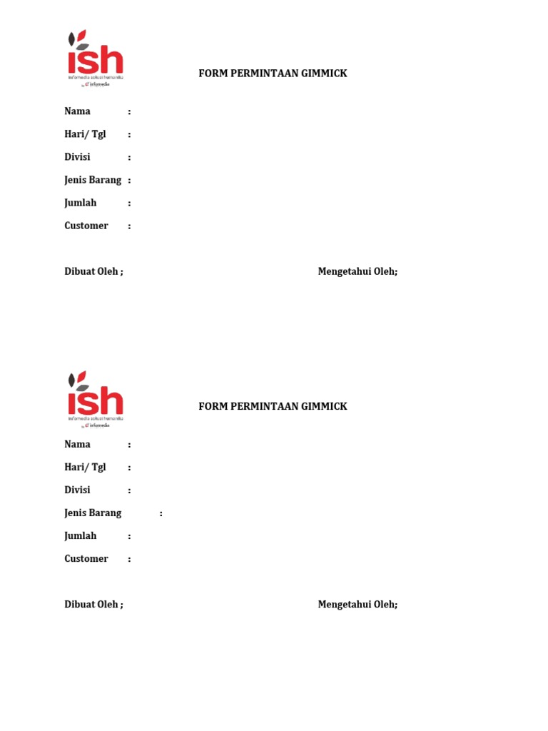 Form Permintaan Gimmick | PDF
