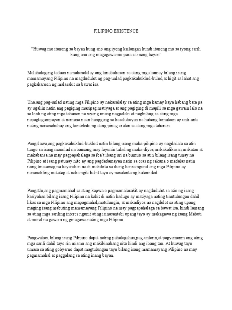 Filipino Existence | PDF
