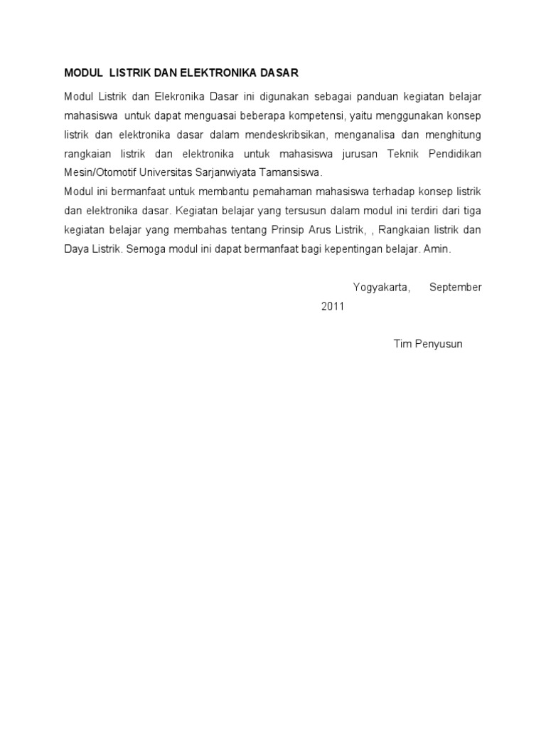 Modul Listrik dan Elektronika Dasar | PDF