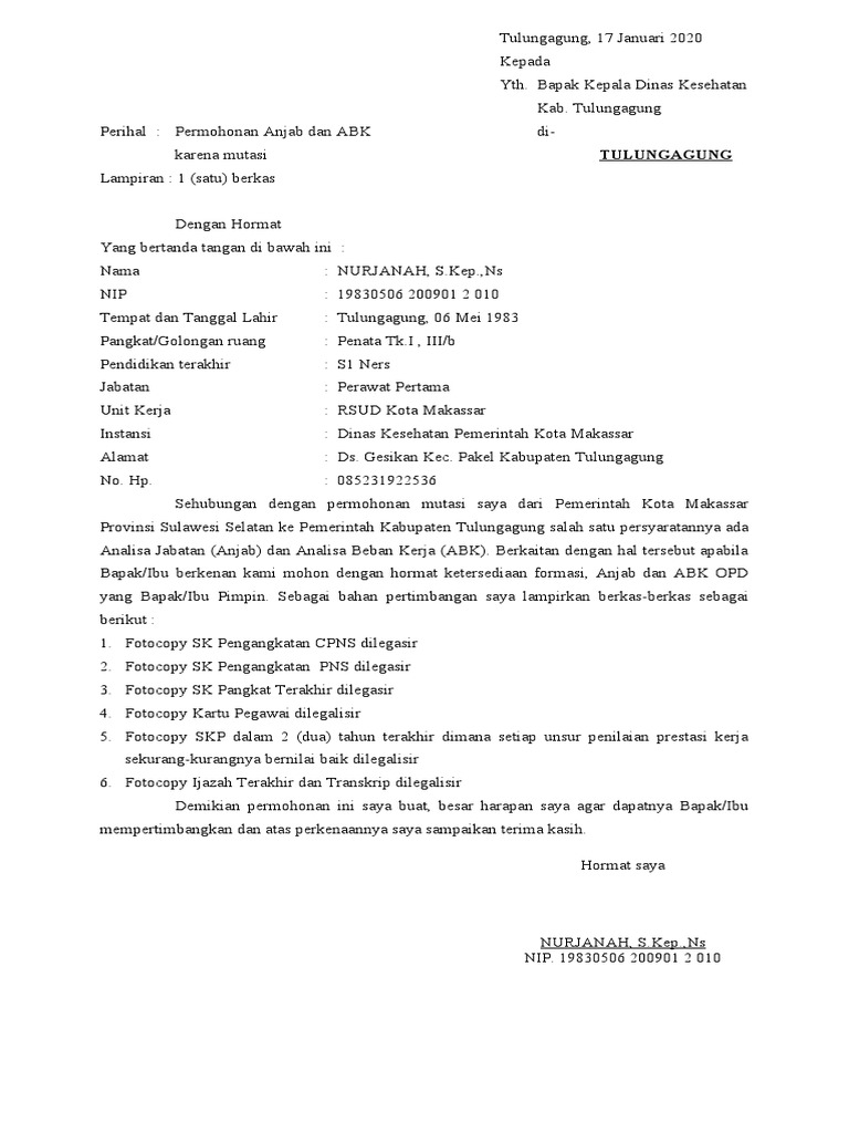 Permohonan Anjab Abk | PDF