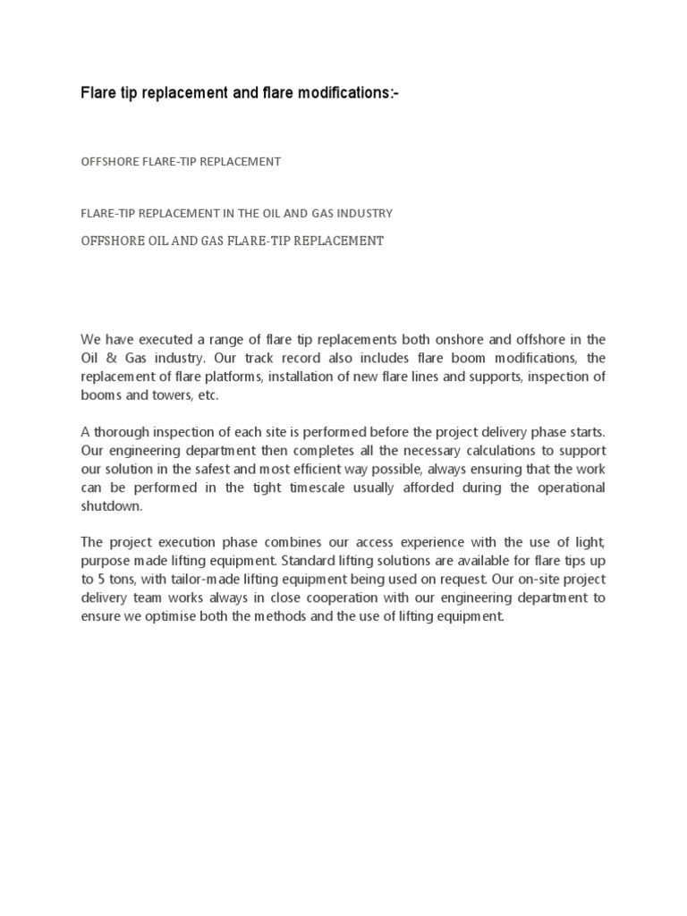 Flare Tip Replacement and Flare Modifications | PDF