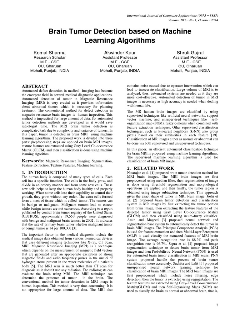 Brain Tumor Detection Algorithm Pdf Pdf Magnetic Resonance Imaging