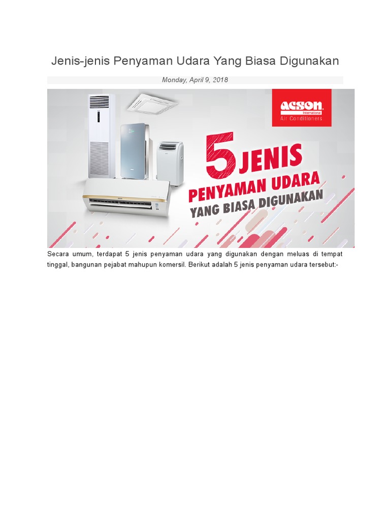 Jenis-Jenis Penyaman Udara | PDF