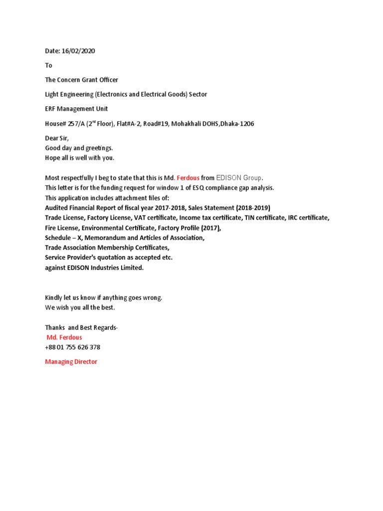 Letter of Submission Draft | PDF