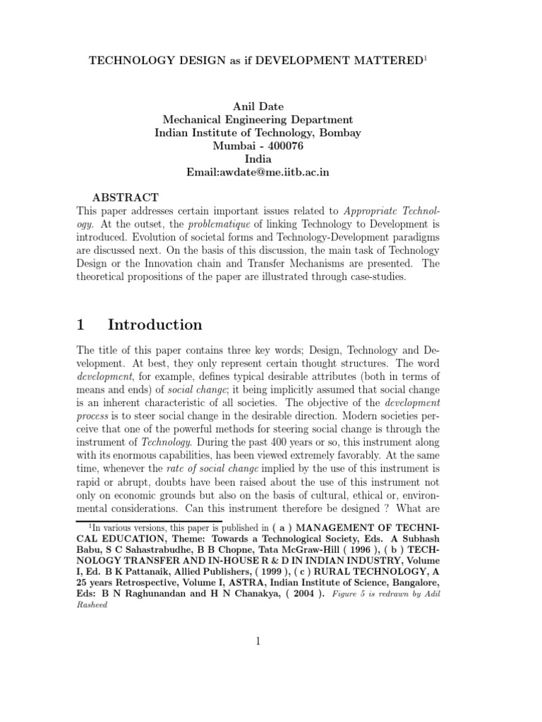 Appropriate Technology - Anil Date | PDF | Society | Resource