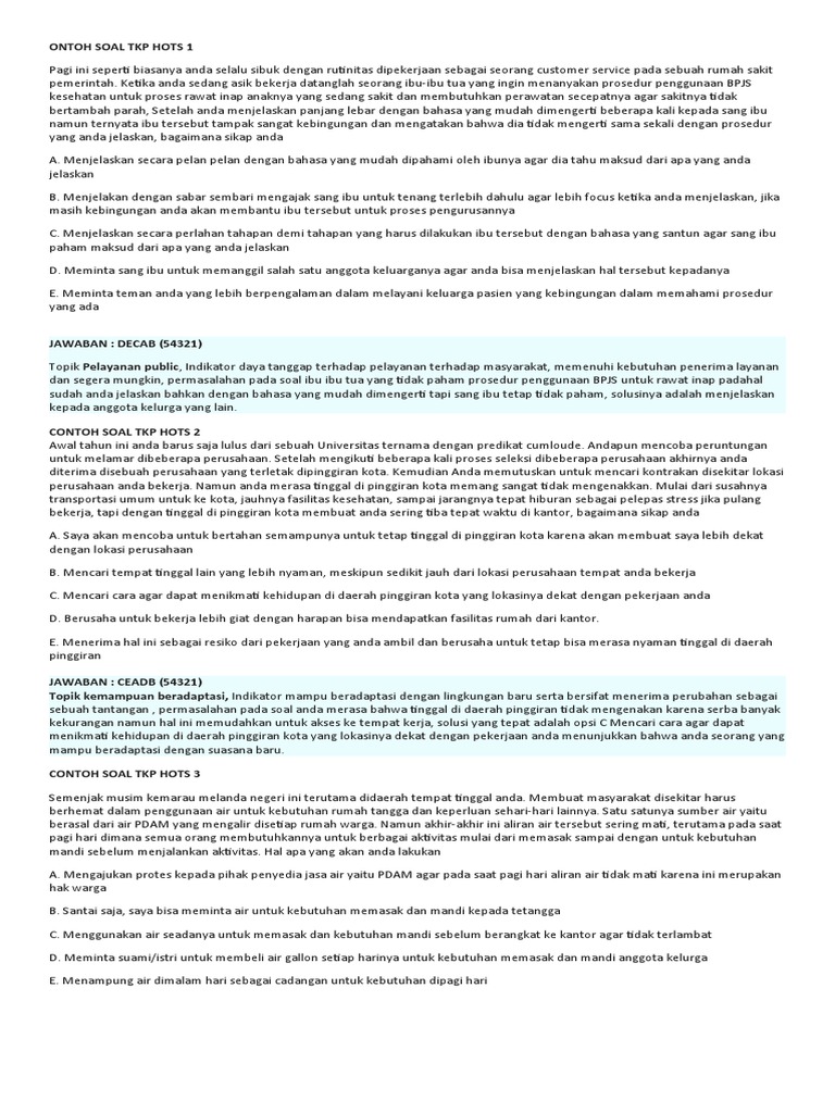 Contoh Soal TKP Hots 1 | PDF