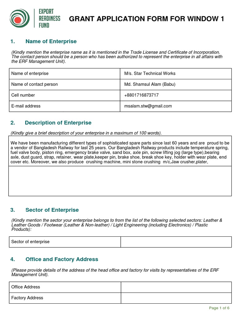 Application Erf | PDF | Joint Venture | Business