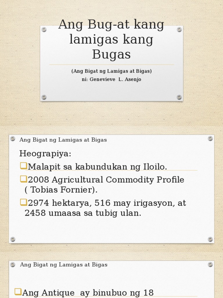 Ang Bug-At Kang Lamigas Kang Bugas | PDF