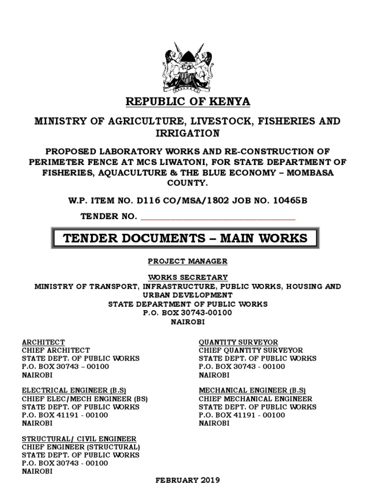 Ministry of Works Kenya Cover | PDF | Economic Sectors | Government