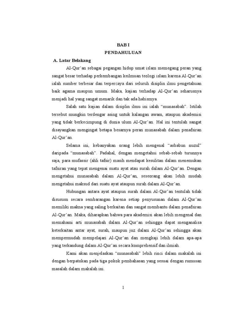 Pemahaman Ilmu Munasabah Al-Qur'an | PDF