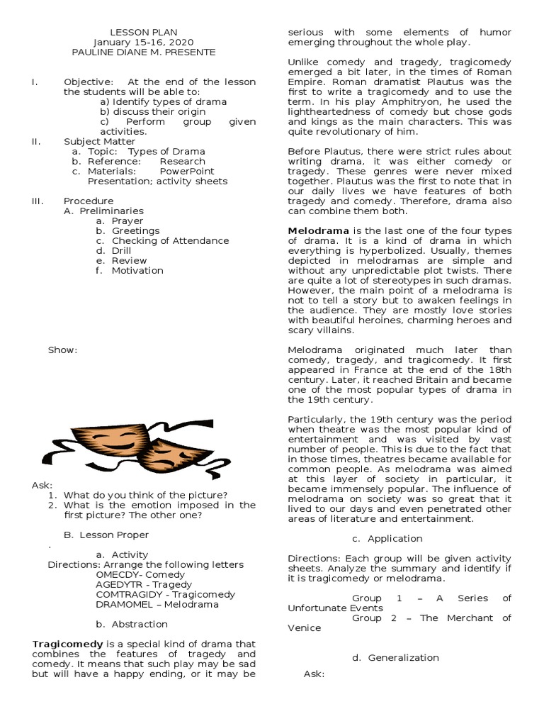Four Types of Drama Explained | PDF | Tragedy | Entertainment