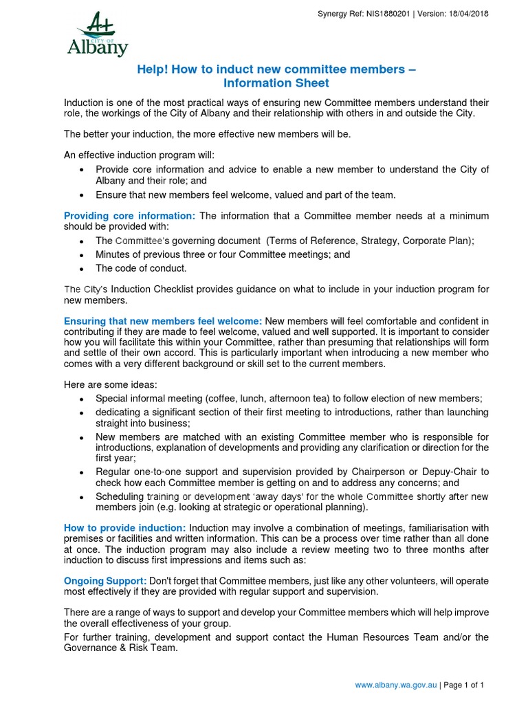 How To Induct New Committee Members Nis1880201-1 | PDF | Business