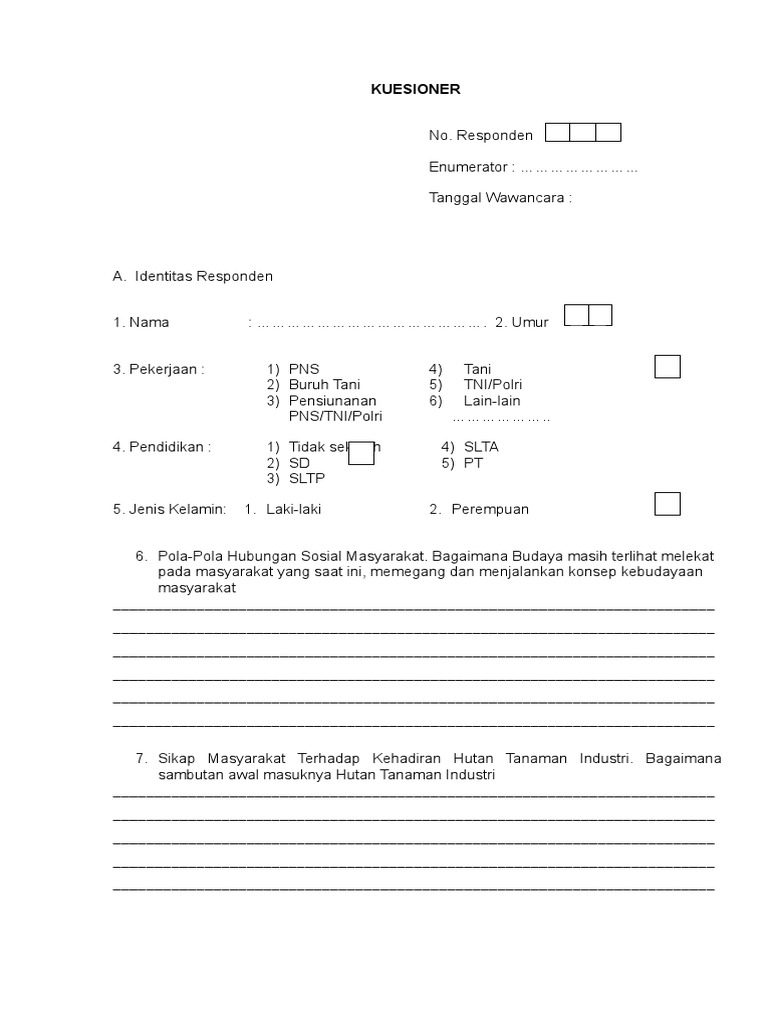 Kuesioner Hti | PDF