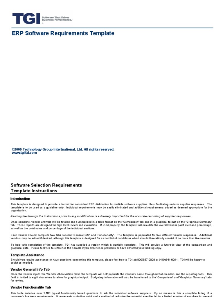Erp Software Requirements Template Blank | PDF | Accounts Payable ...