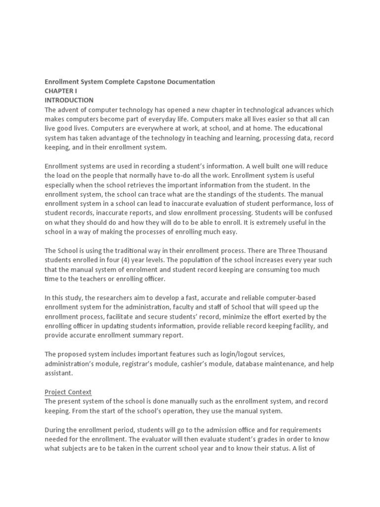 Enrollment System Complete Capstone Documentation | PDF | Software Development | Databases