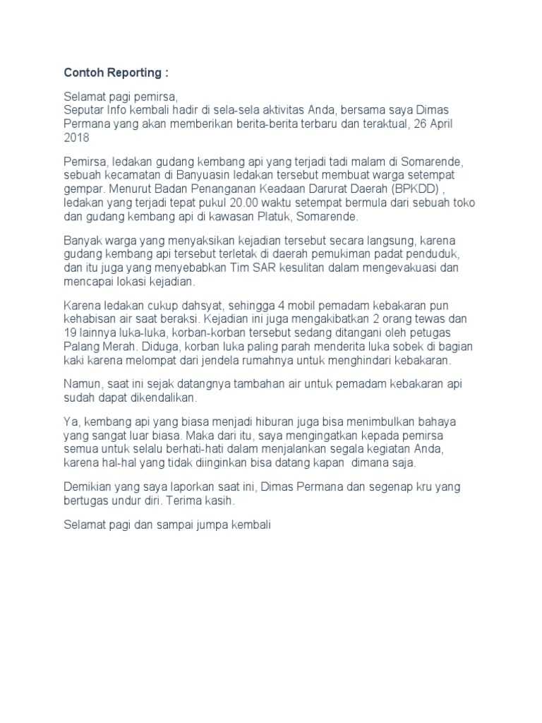 Contoh Reporting | PDF