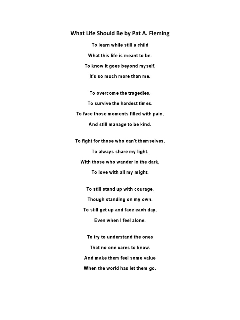 What Life Should Be by Pat A | PDF