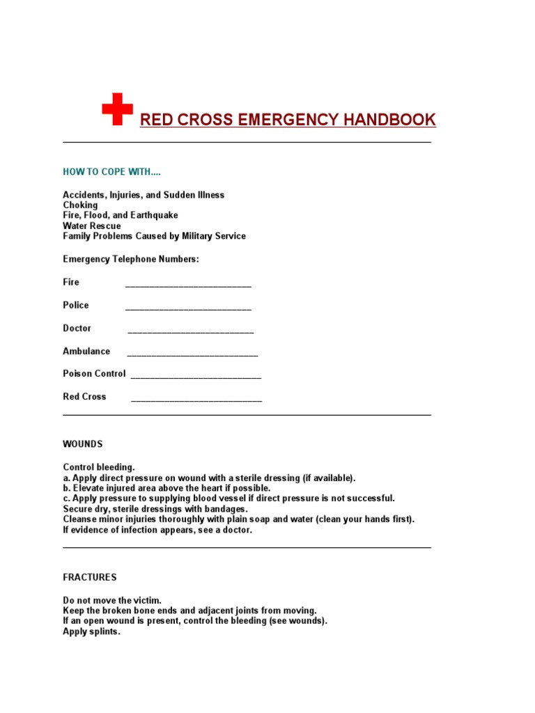 Red Cross Emergency Handbook | PDF | American Red Cross ...
