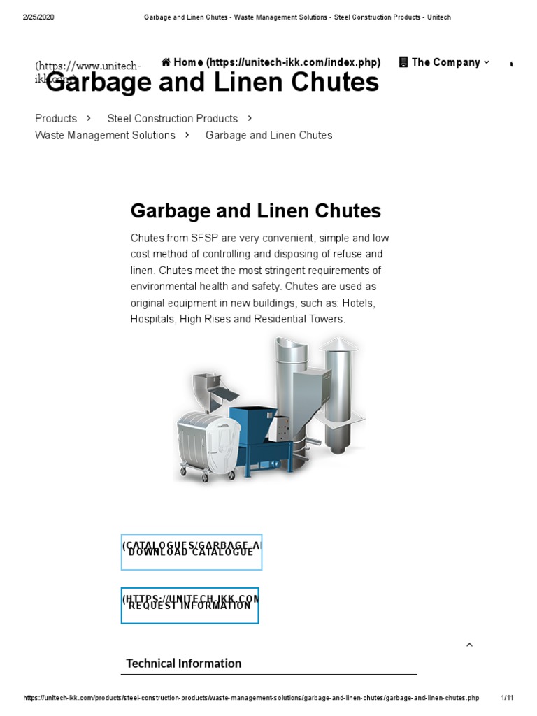 Garbage and Linen Chutes - Waste Management Solutions - Steel ...