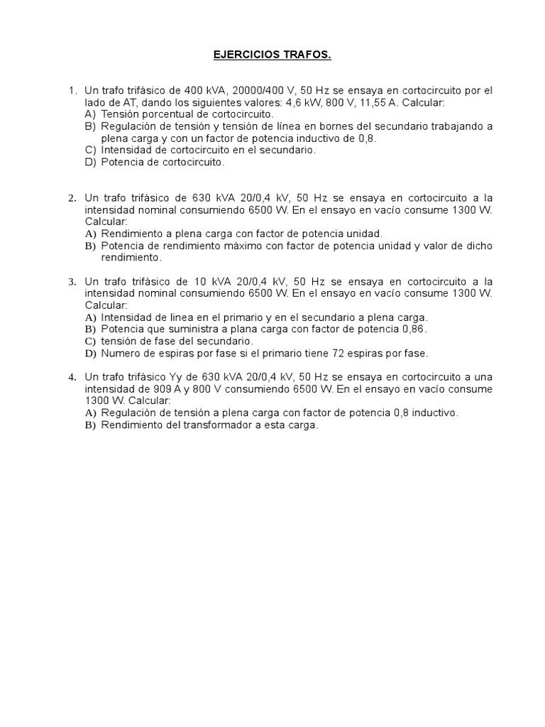 Ejercicios Trafos | PDF