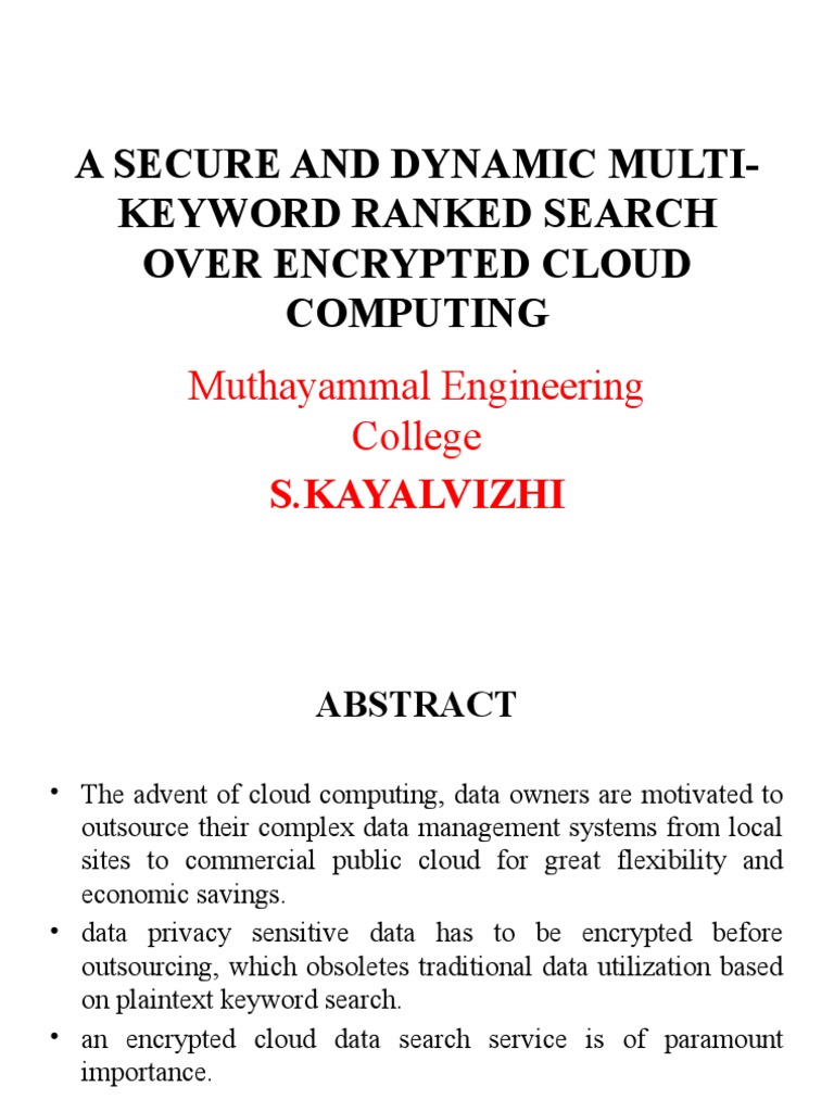 A Secure and Dynamic Multi-Keyword Ranked Search Over | PDF | Encryption | Cloud Computing