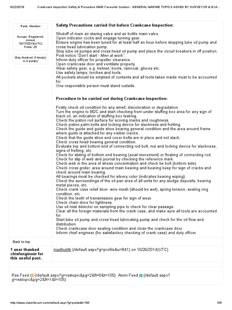 Crankcase Inspection Safety Guide | PDF | Bearing (Mechanical) | Lubricant
