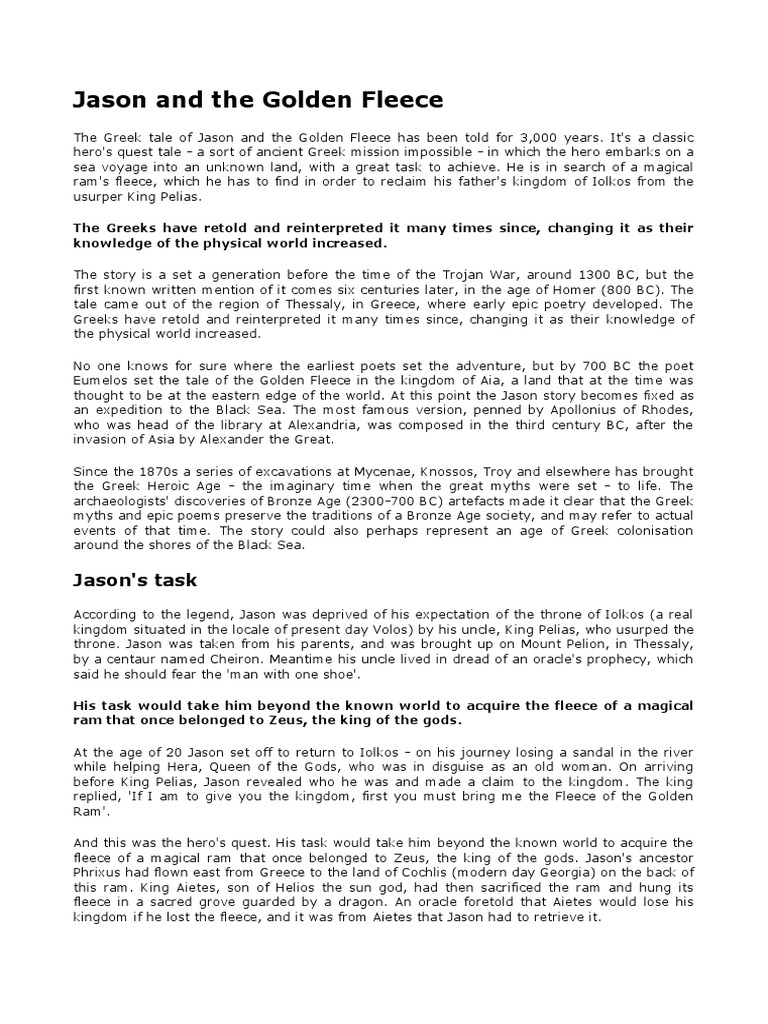 Jason and The Golden Fleece. - Investigation | PDF | Jason | Argonauts