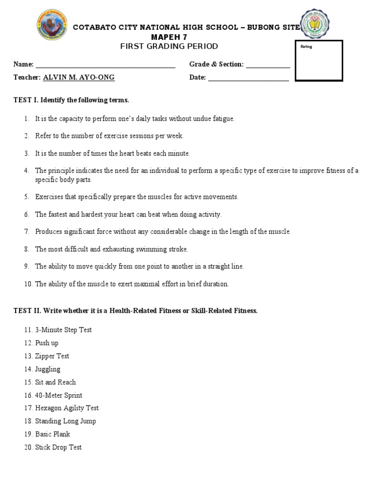 1ST Quarter Exam in Mapeh | PDF | Tempo | Sound