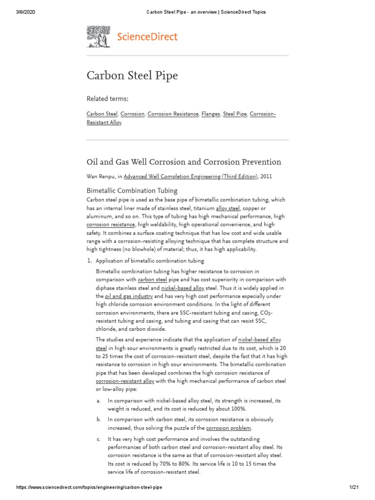 Carbon Steel Pipe - An Overview - ScienceDirect Topics PDF | PDF | Pipe ...