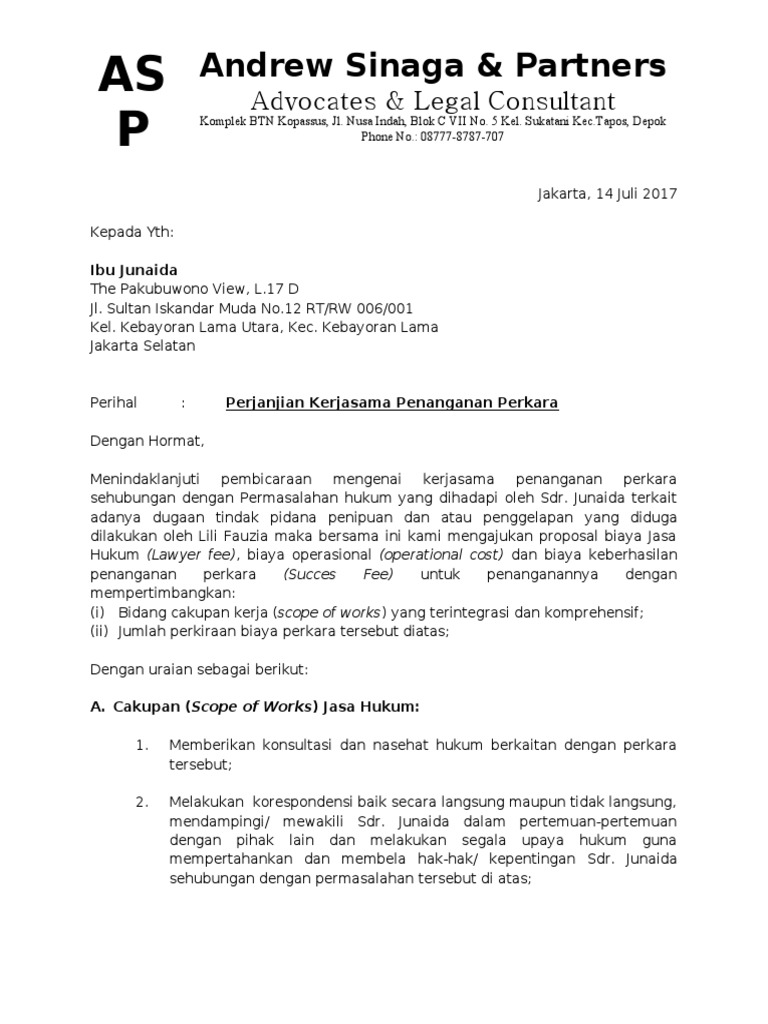 Proposal Penanganan PErkara Junaida 378 | PDF