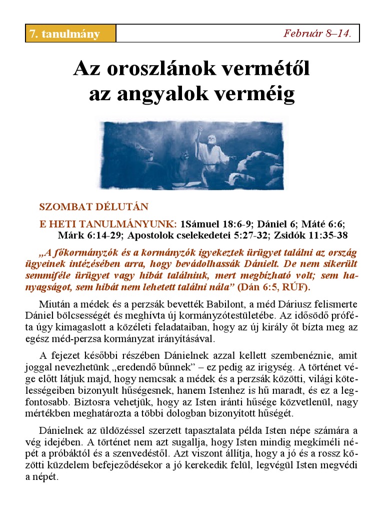 07 - Dániel Könyve - Szombatiskolai Tanulmány | PDF