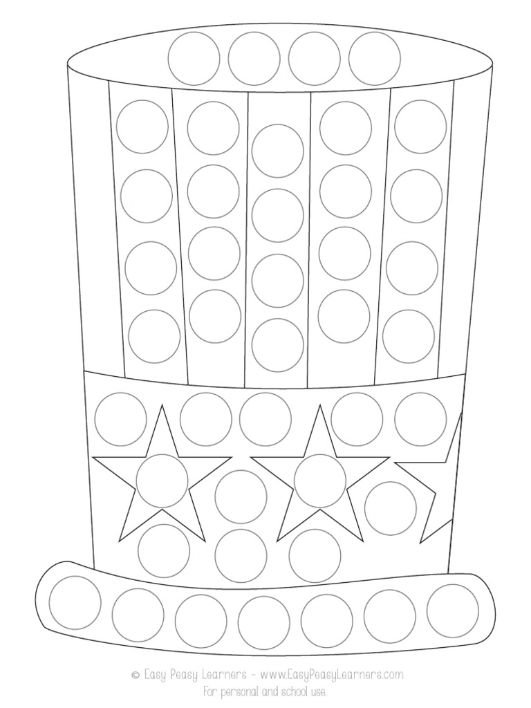 4th of July Do A Dot Black and White Printable PDF | PDF
