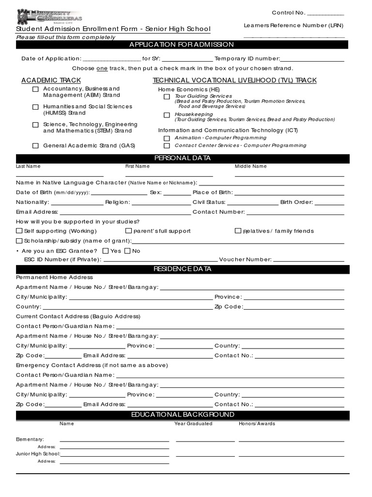 Student Admission Form - SAEF-SHS PDF | PDF | Grey | Learning