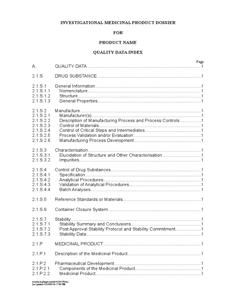 IMPD Template Quality | PDF | Chemical Substances | Specification ...