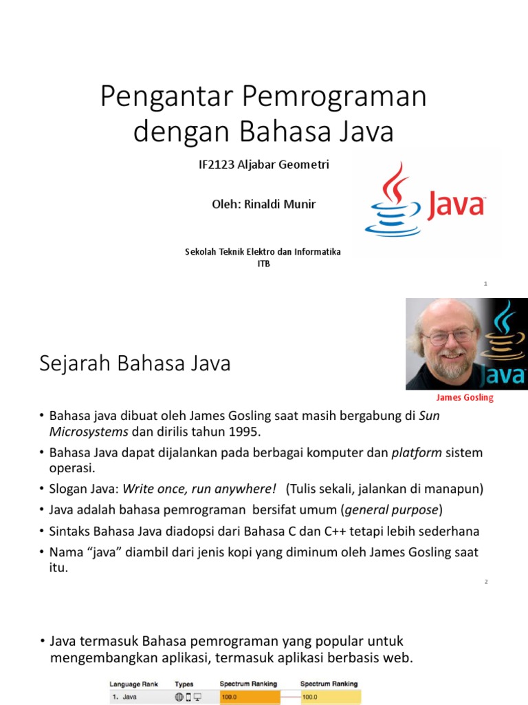 Pengantar Pemrograman Dengan Bahasa Java 2017 | PDF