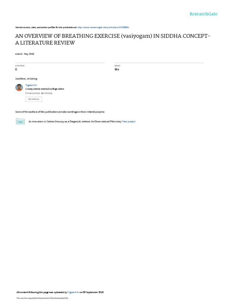 AN OVERVIEW OF BREATHING EXERCISE Vasiyogam IN SID | PDF | Breathing ...