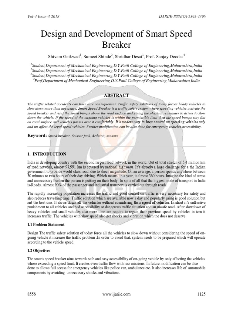 Smart Speed Breaker Design and Impact | PDF | Infrared | Sensor