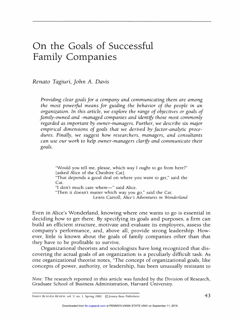 Tagiuri and Davis 1992 - 3 Circle Model | PDF | Goal | Factor Analysis