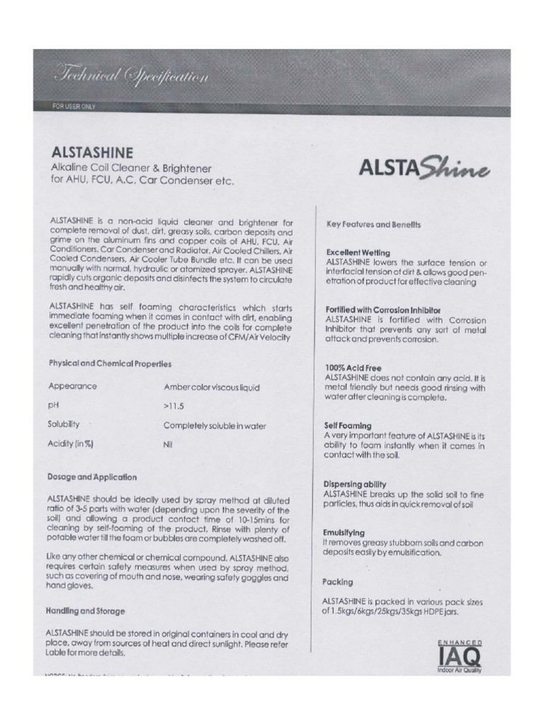Alstashine Coil Cleaner | PDF