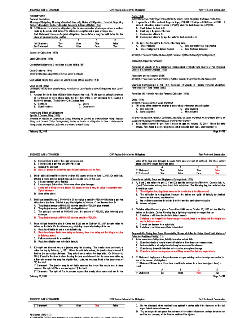 CPAR BL Compilation | PDF | Negligence | Law Of Obligations