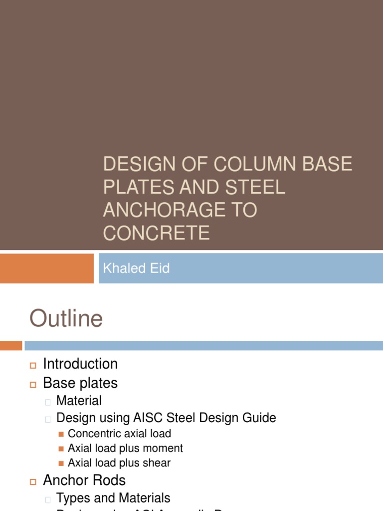 Design of Column Base Plates Anchor Bolt PDF | PDF | Structural Steel ...