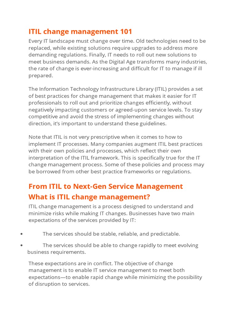 ITIL Change Management XXX | PDF | Itil | Change Management