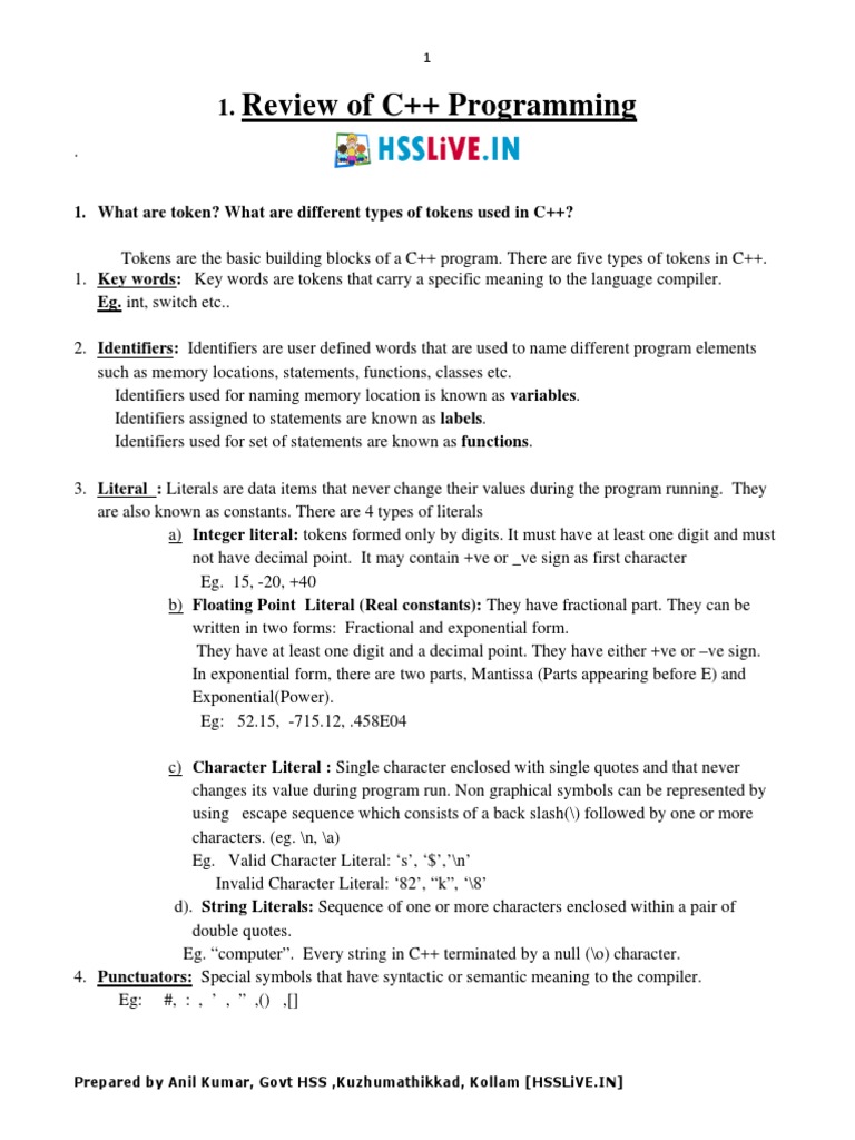 HSSLive-XII-CA-Ch-1An Overview of C | PDF | Data Type | Control Flow