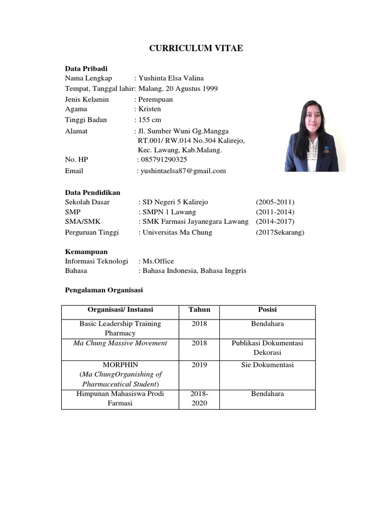 Contoh CV Formal | PDF