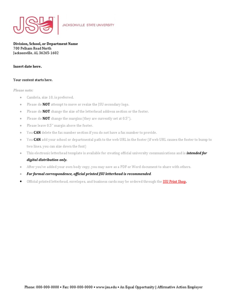 JSU Digital Letterhead | PDF