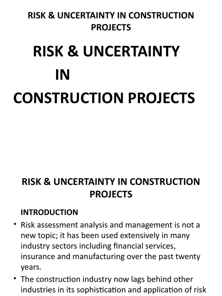 Risk & Uncertainty in Construction Projects | PDF | Risk Management ...