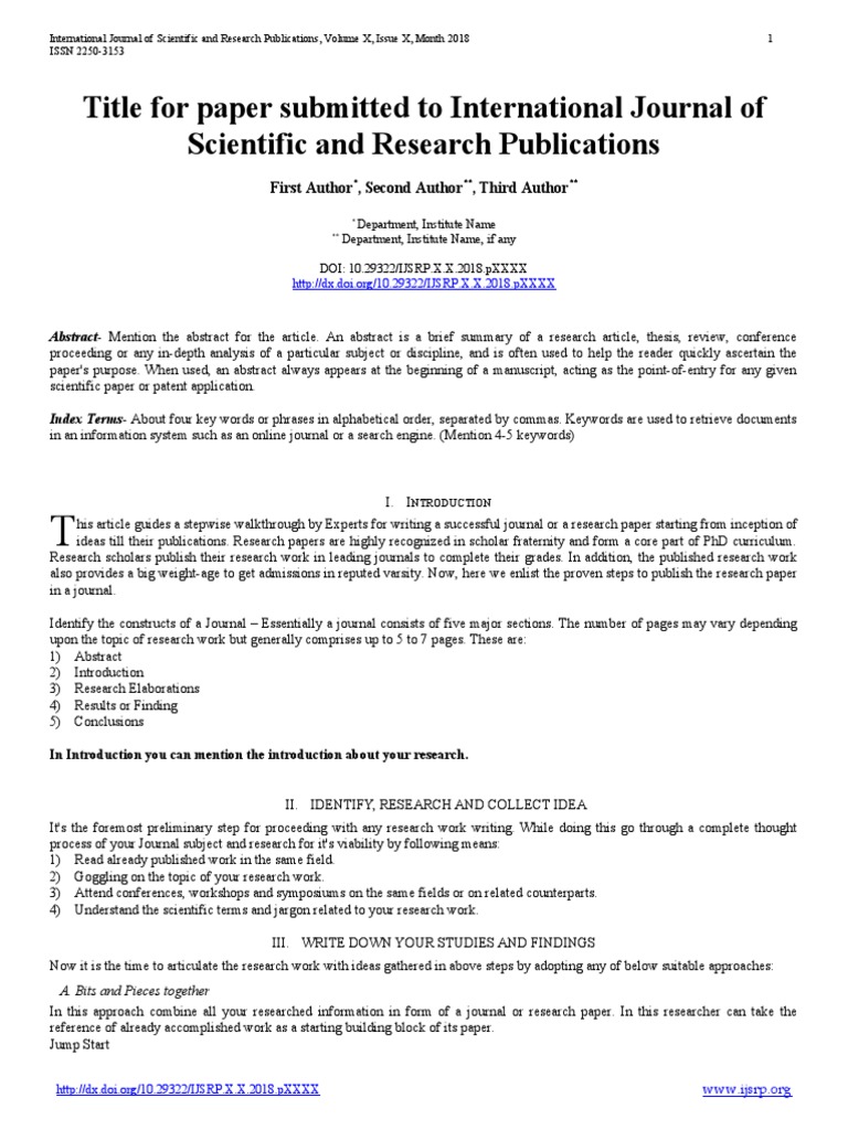 IJSRP Paper Submission Format Single Column | PDF | Academic Journal ...